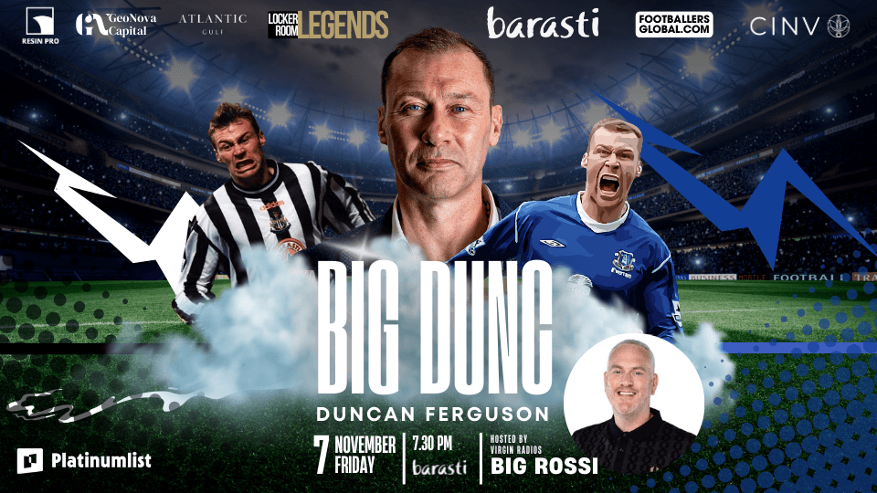 تذاكر لـ An Evening with Football Legend Duncan Ferguson - Platinumlist.net