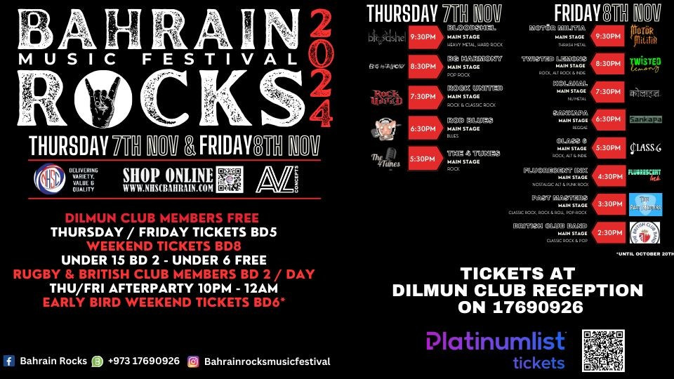 Bahrain Rocks Music Festival at Dilmun Club Tickets, 2024 ...