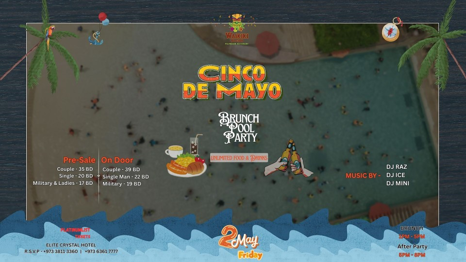 Cinco De Mayo Brunch & Pool Party at Waikiki Restaurant - Elite Crystal ...