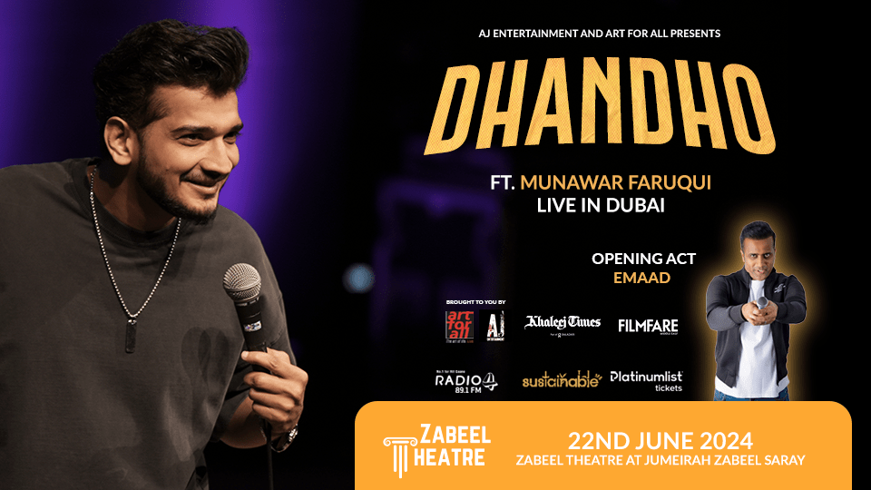 Dhandho Ft. Munawar Faruqui in Dubai Tickets, 2024 Stand Up Comedy Show ...