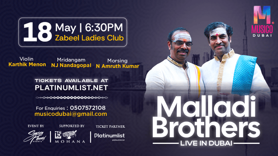 Malladi Brothers Live in Dubai 2025 United Arab Emirates - Aticket ...