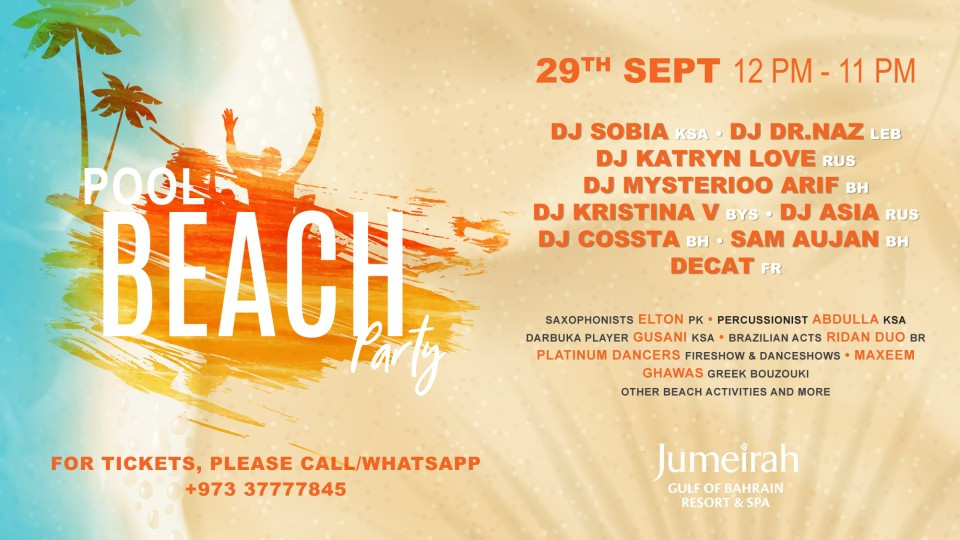 Hybrid Beach & Pool Party in Bahrain Tickets, 2023 Music Festival ...