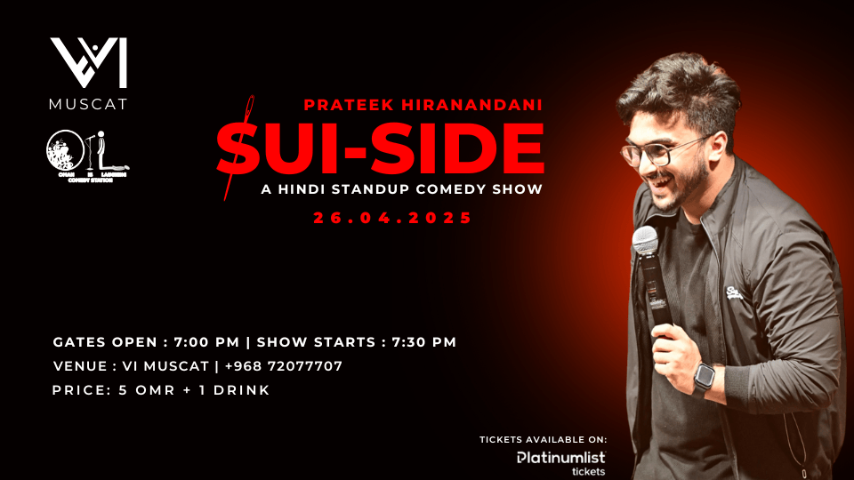 Prateek Hiranandan Stand Up Comedy in Muscat tickets, 2025 Comedy Event ...