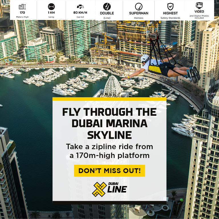 XLine Dubai Marina - The Longest Urban Zipline in The World Tickets ...