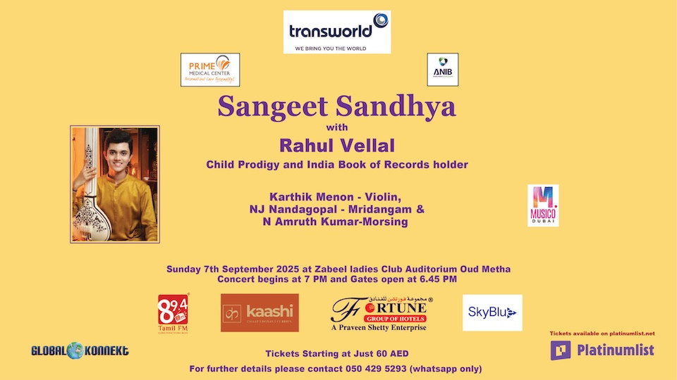 Sangeet Sandhya with Rahul Vellal in Dubai Tickets, 2025 Live Concert - Platinumlist.net