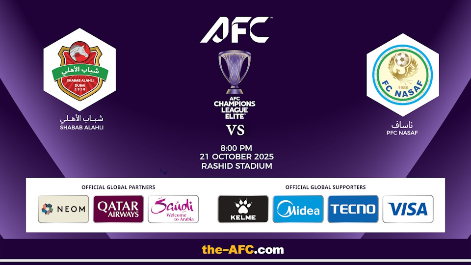 Shabab Al Ahli FC (UAE) vs PFC Nasaf (UZB) - AFC Champions League Elite ...
