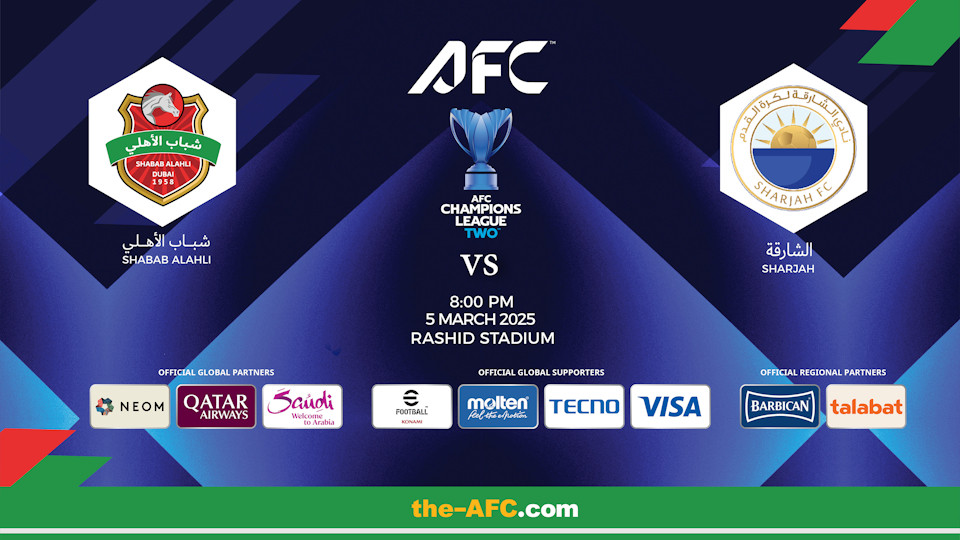 Shabab Al Ahli FC (UAE) vs Sharjah FC (UAE) - AFC Champions League Two ...