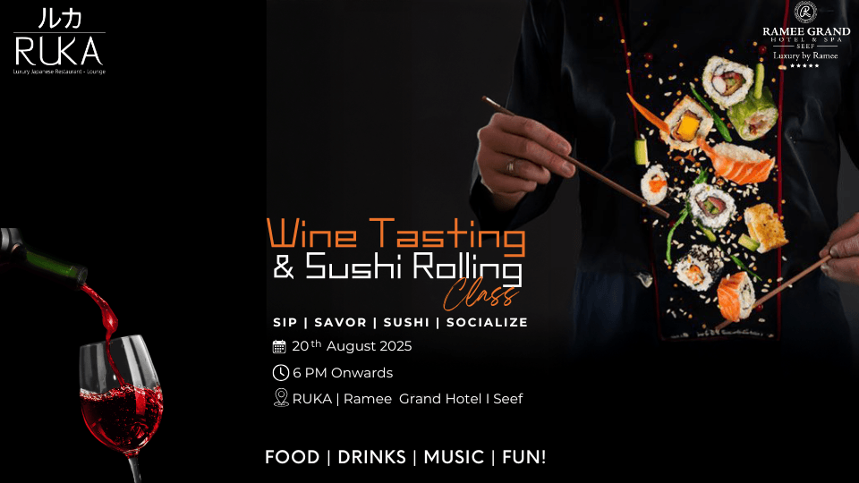 Sushi Rolling Class & Wine Tasting at Ruka in Manama Tickets, 2025 ...